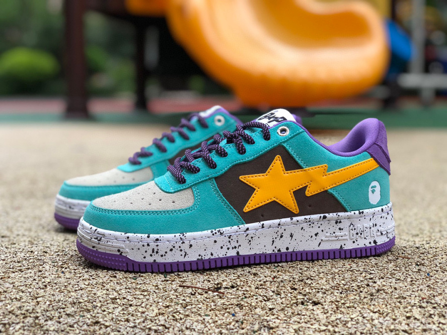 Bape Sk8 Sta Low 'Teal Brown Yellow Suede' - SneakerCharter.com
