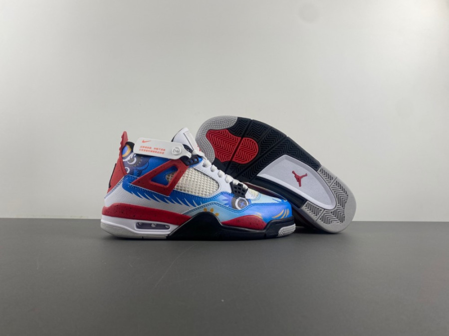 Air Jordan 4 Retro 'Lion Blue and Red Mandarin Duck' - SneakerCharter.com